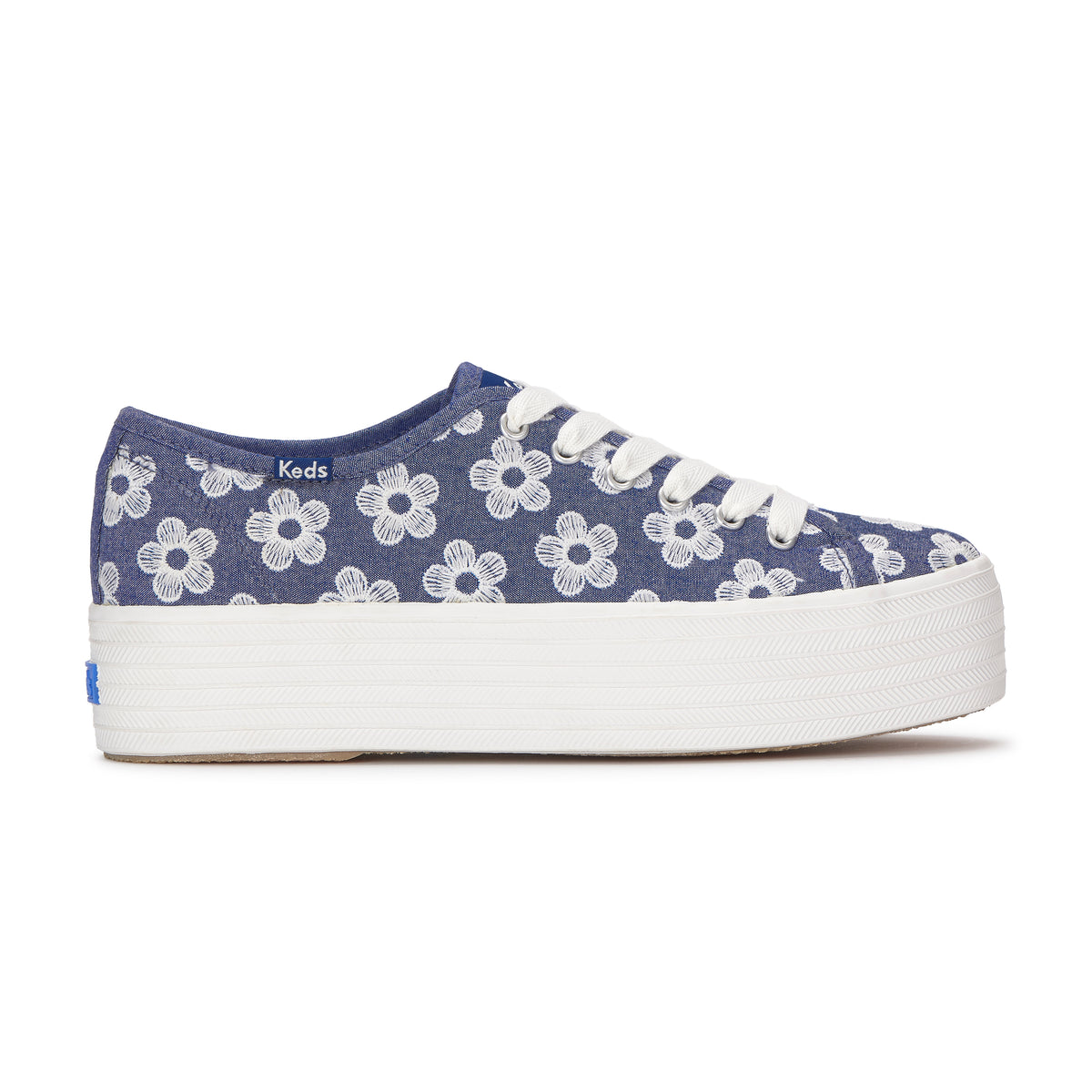 Triple Up Chambray Floral Blue – Keds Australia