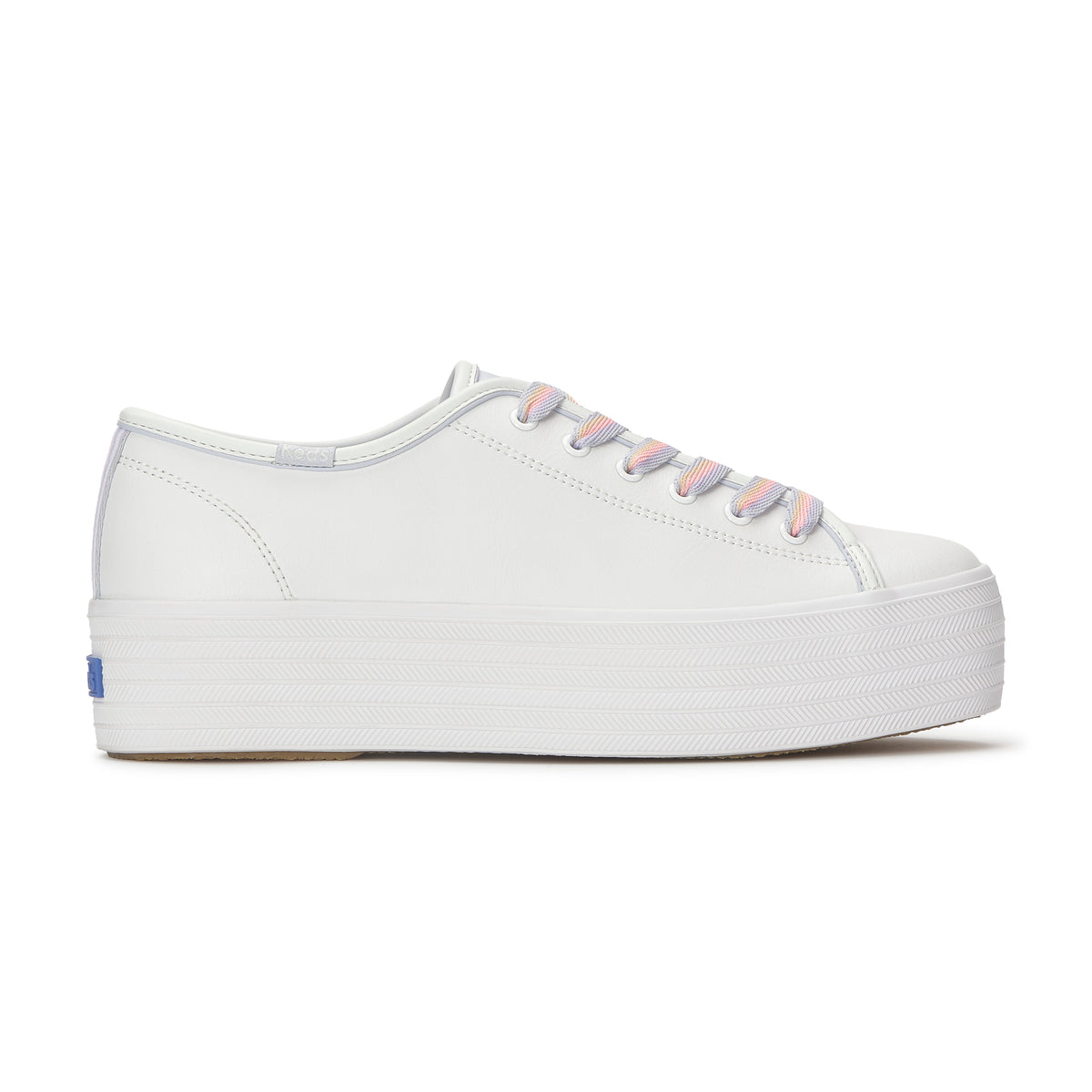 Triple Up Leather Pop Binding White/Pink/Blue – Keds Australia